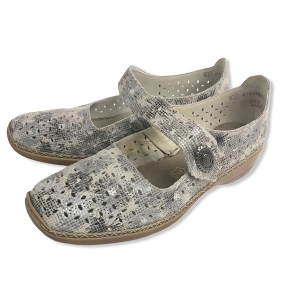 Rieker | Shoes | Rieker Leather Laser Cut Antistress Doris 66 Mary Janes Euro Comfort | Poshmark